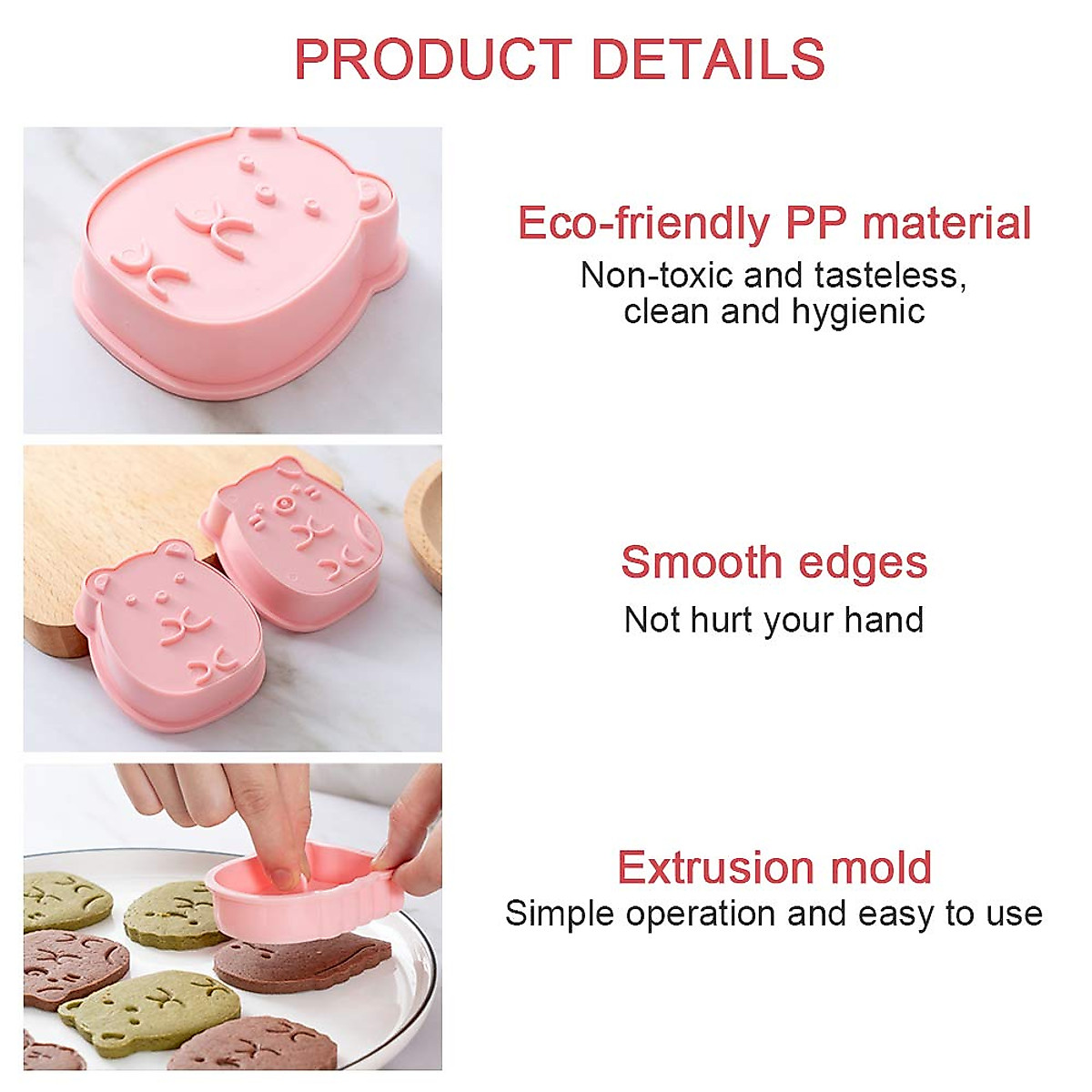 Cookie Cutter Set，6pcs Kids Cake Decoration 3D Mini Cartoon Animal Baking Tool Cookie Cutter Set