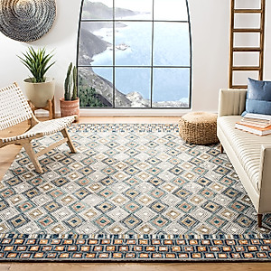 SAFAVIEH Aspen Collection Area Rug - 8' x 10', Green & Gold, Handmade Boho Wool, Ideal for High Traffic Areas in Living Room, Bedroom (APN810Y)