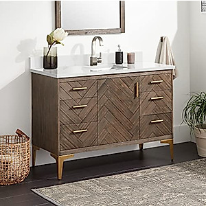 Signature Hardware 953350-48-RUMB-1 Frey 48" Free Standing Single Vanity Cabinet Set with Wood Cabinet, Vanity Top and Rectangular Undermount Sink - Single Faucet Hole