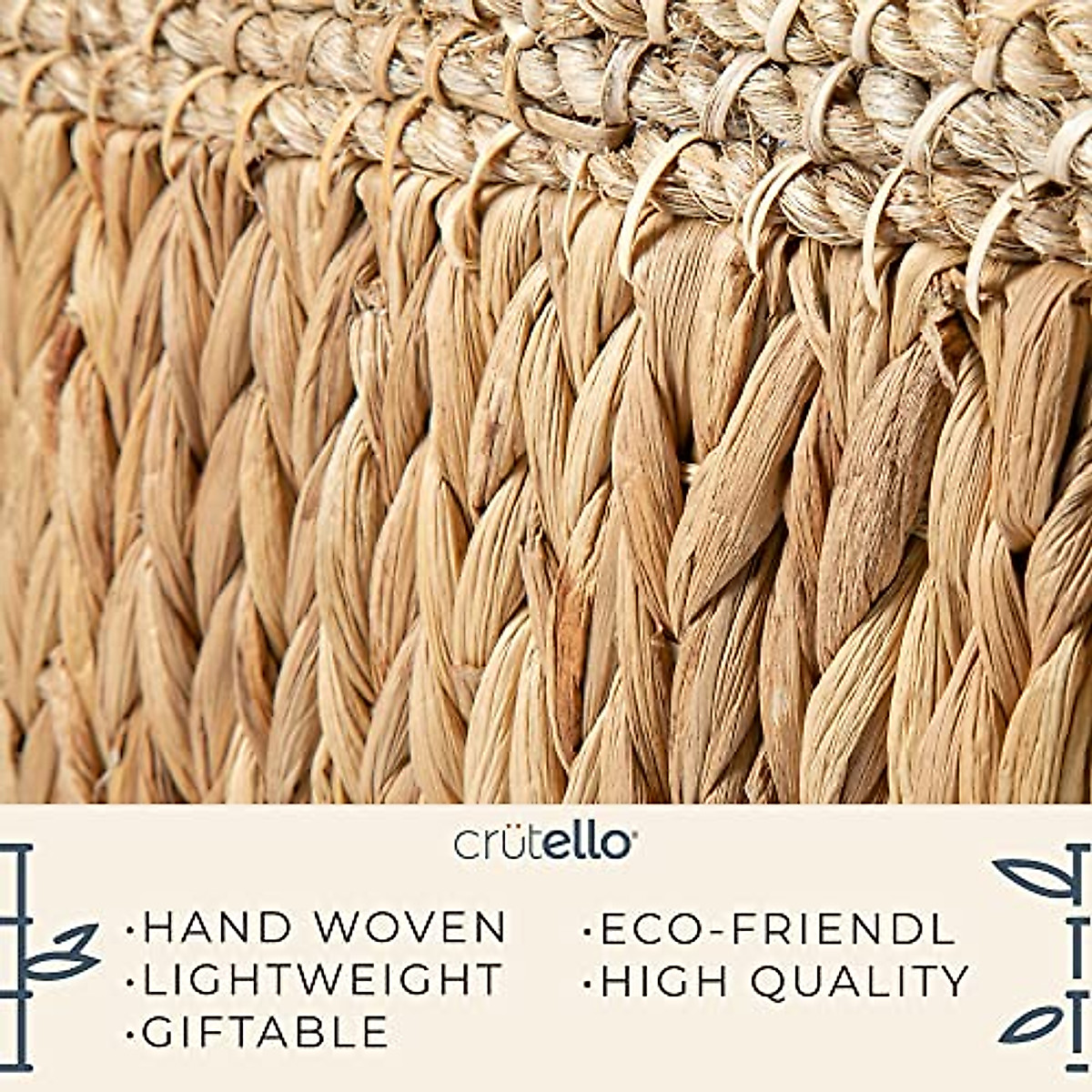 Crutello Woven Baskets for Storage, Rectangular Wicker Wall Baskets with Built-in Handles, Wicker Decorative Baskets, Boho Baskets for Organizing Gifts, Pantry, Laundry, Living Room and More