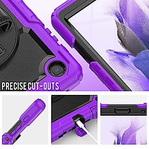 CLARKCAS Case for Samsung Galaxy Tab A7 Lite Case 8.7 inch 2021(SM-T220/T225/T227) with Screen Protector Pencil Holder Kids Shockproof Silicone Cover 360 Stand Hand Strap for Galaxy A7 lite,Purple