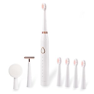 DAHOKO Electric Toothbrush for Adults, Smart Timer & Sonic Cleaning Toothbrush Electric, with 6 Brushing Modes, Brushing Cleansing Massage 3-in-1 Multifunction Electric Toothbrushes Set, White