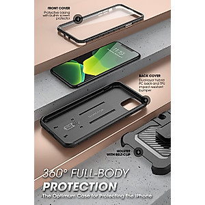 SUPCASE for iPhone 11 Pro Max Case with Screen Protector (Unicorn Beetle Pro), [Built-in Stand & Belt Clip] Heavy Duty Full-Body Shockproof Protective Phone Case for iPhone 11 Pro Max 6.5", Black
