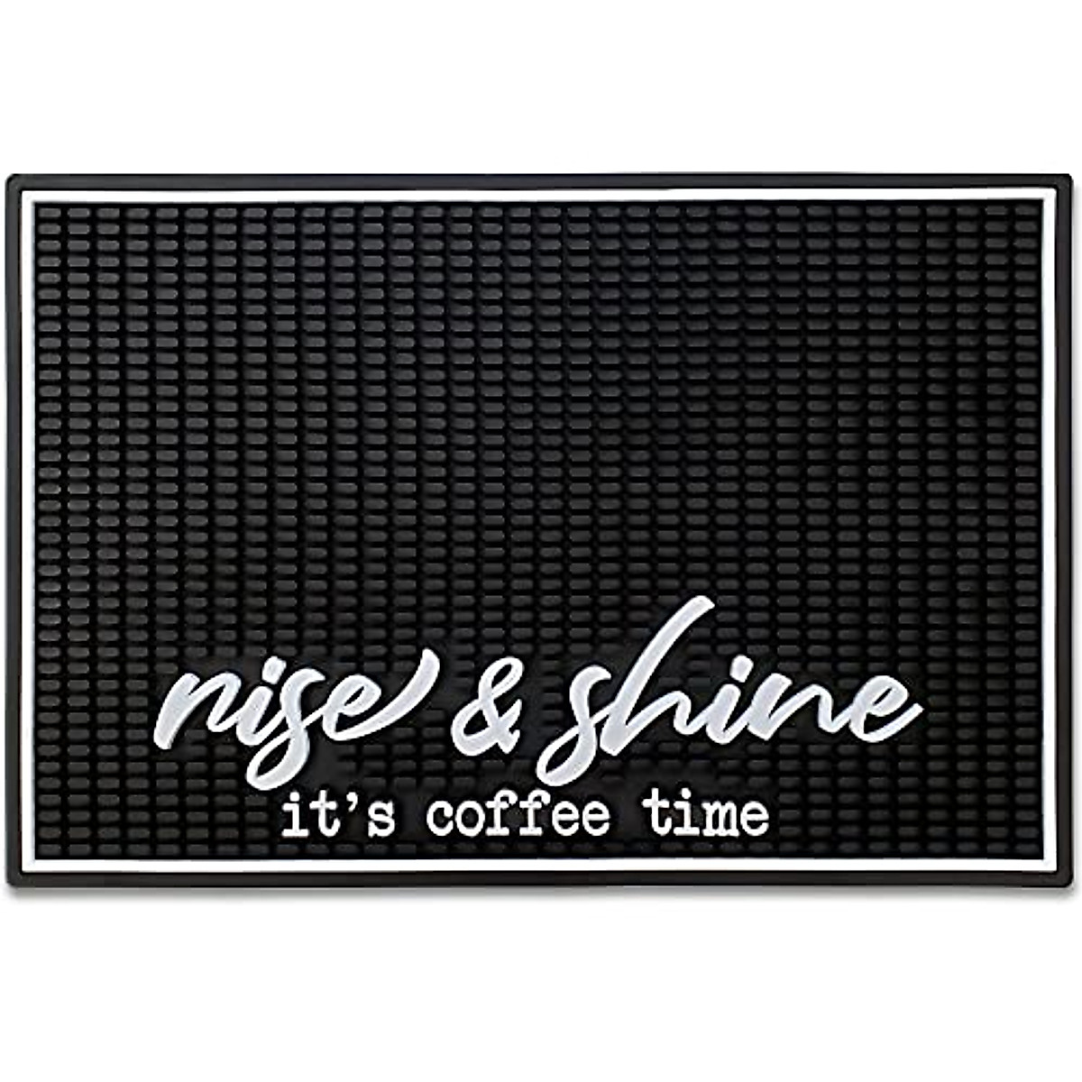 New Mungo Coffee Bar Mat - Coffee Bar Accessories for Coffee Station, Coffee Accessories, Coffee Bar Decor, Coffee Decor - Rise & Shine It's Coffee Time Coffee Mat - Rubber Bar Mats - 18”x12”