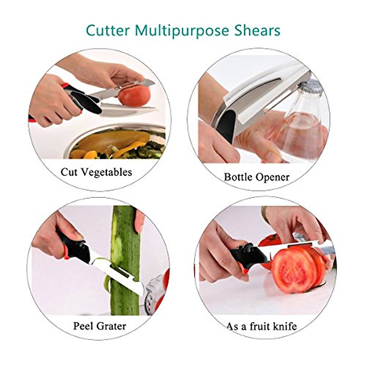 Food Cutter Choppers Meat Scissors Kitchen Shears,Quick Vegetable Slicer with Cutting Board Knife Kitchen Must Haves Chopping Scissors for Kitchen