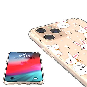 Toik Slim TPU Case for Apple iPhone 11 Pro Xs Max Xr 10 X 8 Plus 7 6s 5s SE Flexible White Silicone Lightweight Girls Print Cute Flowers Animal Design Cover Bunny Protective Gift Women Clear