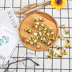 DomeStar 150PCS Fake Gold Ice, Gold Acrylic Ice Fake Plastic Gold Nuggets Gold Rocks Gems Marble Vases Fillers for St. Patrick’s Table Scatter Decoration