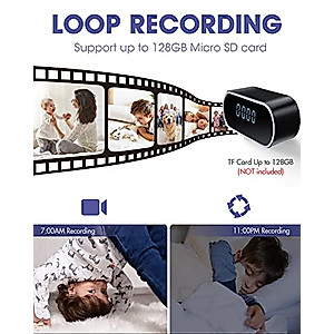 Gellisleft Hidden Camera Clock HD 1080P Wireless WiFi Hidden Nanny Camera with Night Vision and Motion Detection, Loop Recording,App Remote Access Mini Spy Camera for Home Office Security