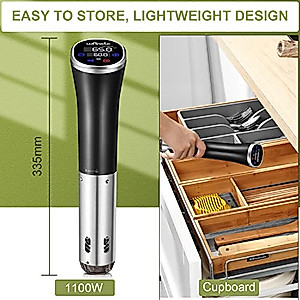 Wancle Sous Vide Cooker Machine 1100W IPX7 Immersion Circulator, with Reservation Function, Easy to store