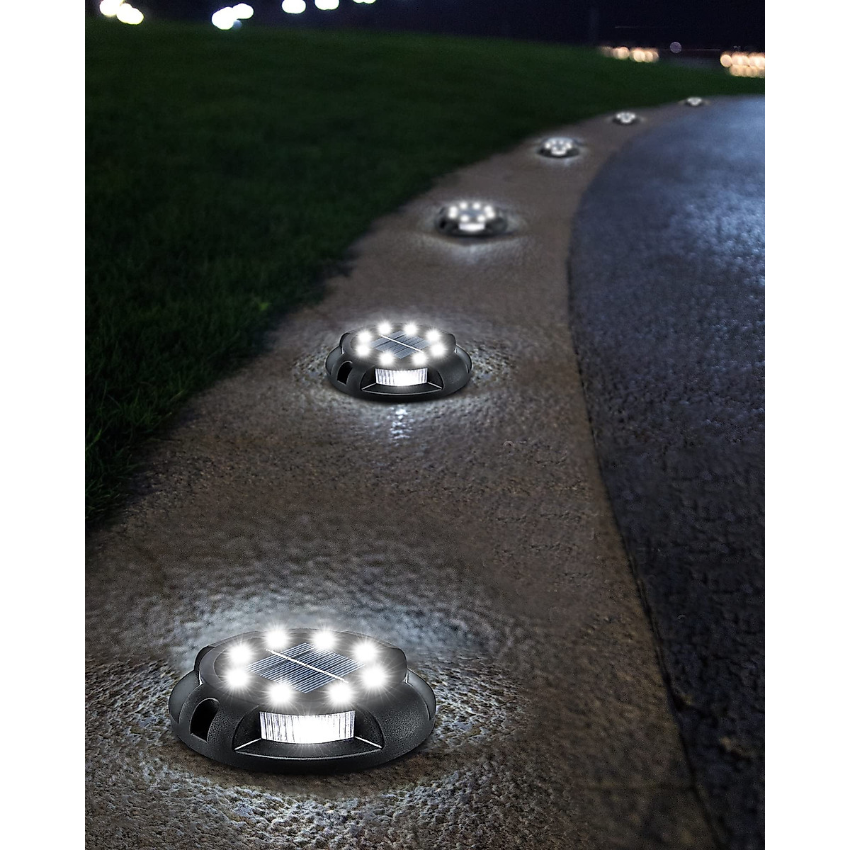 Biling Solar Outdoor Lights Walkway Lights 12 Packs, Bright Solar Ground Lights Uplight Sidelight, Waterproof Solar Deck Lights for Yard Walkway Garden Poolside (White)