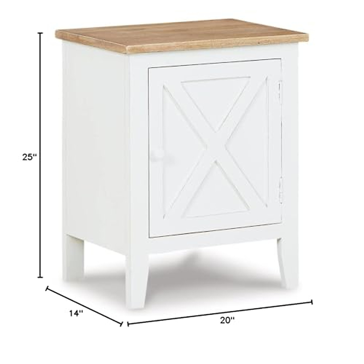 Signature Design by Ashley Gylesburg Farmhouse Accent Cabinet, End Table or Nightstand, 25" Tall, White