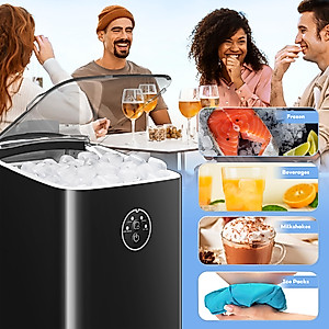 ZAFRO Countertop Ice Makers,Ice Maker Machine 8 Bullet Ice of 2 Sizes in 9 Mins, 26.5lbs/24H, Portable Ice Maker Self-Cleaning,with Scoop,Handle and Basket,Black