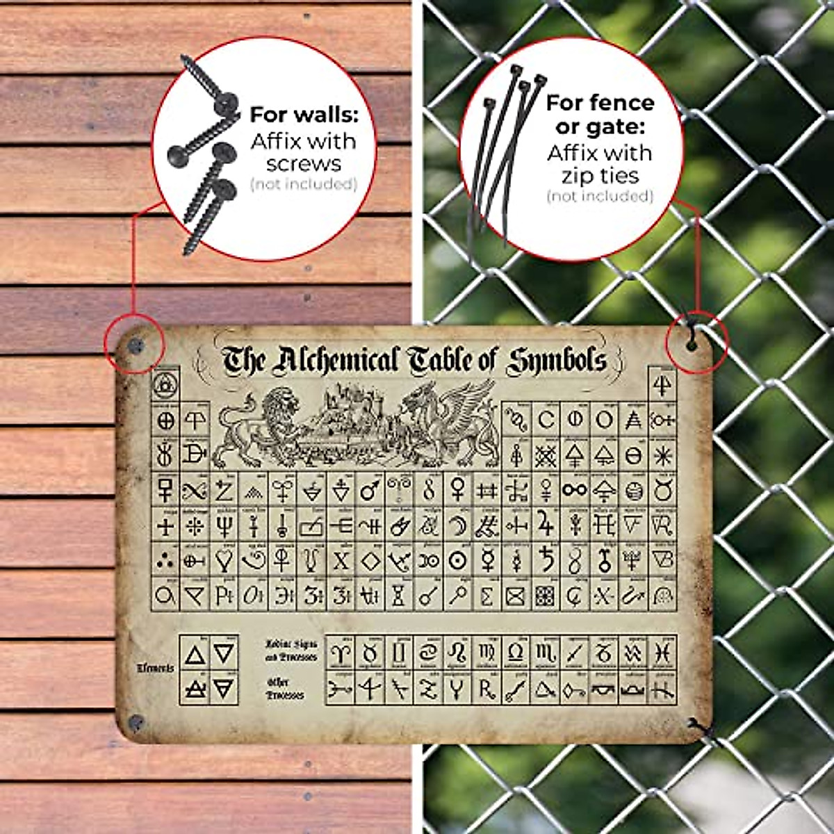 SmartCows The Alchemical Table of Symbols Retro Metal Tin Sign Posters Wall Decor 8x12 Inches