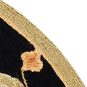 SAFAVIEH Chelsea Collection 8' Round Black HK263B Hand-Hooked French Country Wool Area Rug