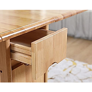 EEGUAI Folding Table Wooden Kitchen Dining and Chairs Set Computer Table for Office Home Kitchen with Wheels