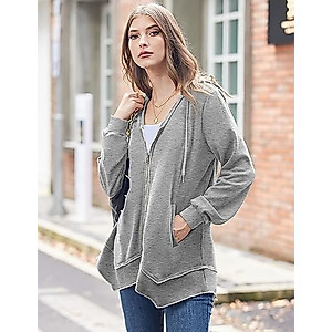 Zeagoo Lightweight Sweatshirt Hoodies for Women Casual Cotton Hooded Jackets for Fall Actvie Hoodie, Grey S