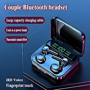 Wireless Bluetooth headset Waterproof in-ear earplug Fingerprint touch two pairs,Built-in microphone noise reduction With dual LED display Large capacity charging cabin,Compatible computer phone