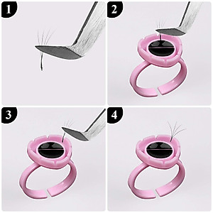 Fenshine 100 PCS Lash Glue Holder Glue Ring Cups Lash Extension Volume Lashes Quick Blossom Cups for Eyelash Extension Supply, 2 Methods of Use (Pink)