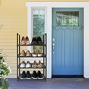 esonstyle 4 Tier Shoe Rack Lightweight Small Shoe Rack 6-8 Pairs Storage Organizer Narrow Shoe Rack for Entryway Shoe Rack Small Shoe Shelf