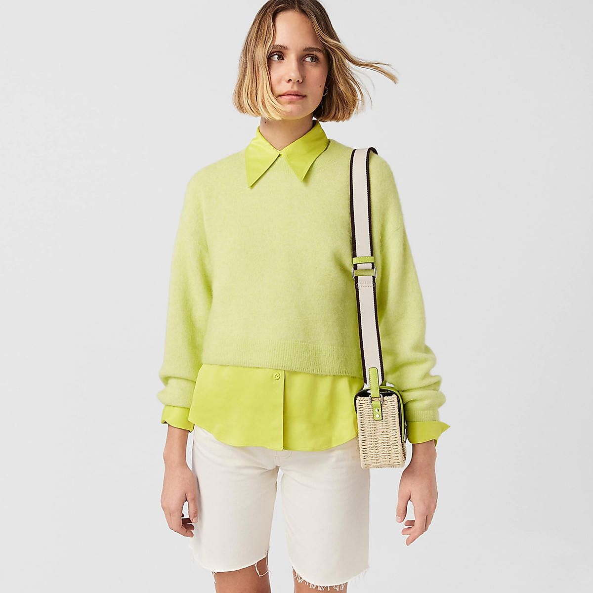 TOUS Legacy Summer crossbody bag lime green raffia