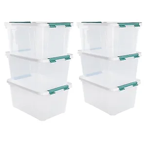 Xyskin 35 Quart Clear Large Storage Box, Plastic Storage Bins, Set of 6