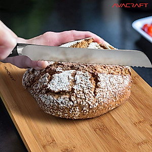 AVACRAFT Bread Knife, High Carbon German 1.4116 Stainless Steel Serrated Knife, Cake Knife, Cake Slicer, Ergonomic Wood Handle, Razor Sharp, 8 inch with Custom Storage Cover