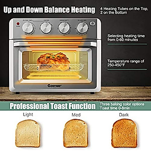 COSTWAY Toaster Oven Countertop, 7-in-1 Convection Oven with Air Fry, Bake, Broil, Toast, Dehydrate, Pizza, Warm Function, 1550W Air Fryer Toaster Oven with Timer, Temperature Control, 5 Accessories