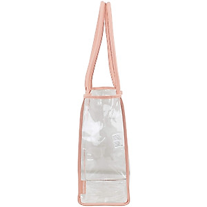 Eastsport Clear Handbag Bundle Set, Heavy Duty PVC Transparent See Through Daypack Tote Bag for College Workplace, Blush
