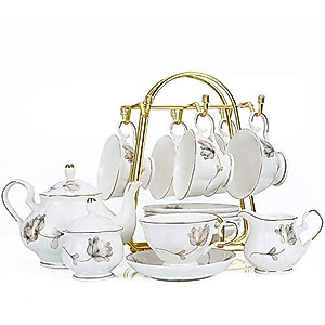 CHENP.HMC Home Storage Mug Hooks Stainless Steel Wire Rack Display Stand Service for Tea Cups,Bracket,Gold Metal Stand for Coffee Cups and Saucers.…