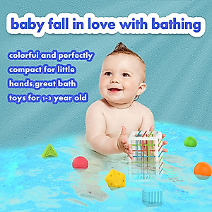 HOOLYUK Baby Shape Sorting Toy, Sensory Sorting Bin with Elastic Bands, Bands Colorful Shapes Sorter Sorting for Ages 12 Months and Up (12pcs)