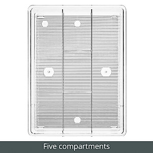 mDesign Adjustable, Expandable Plastic In-Drawer Utensil Organizer Tray Deep 3 Section Divided for Kitchen; Holds Cutlery, Flatware, Silverware, Cooking Utensils, Ligne Collection- 2 Pack - Clear