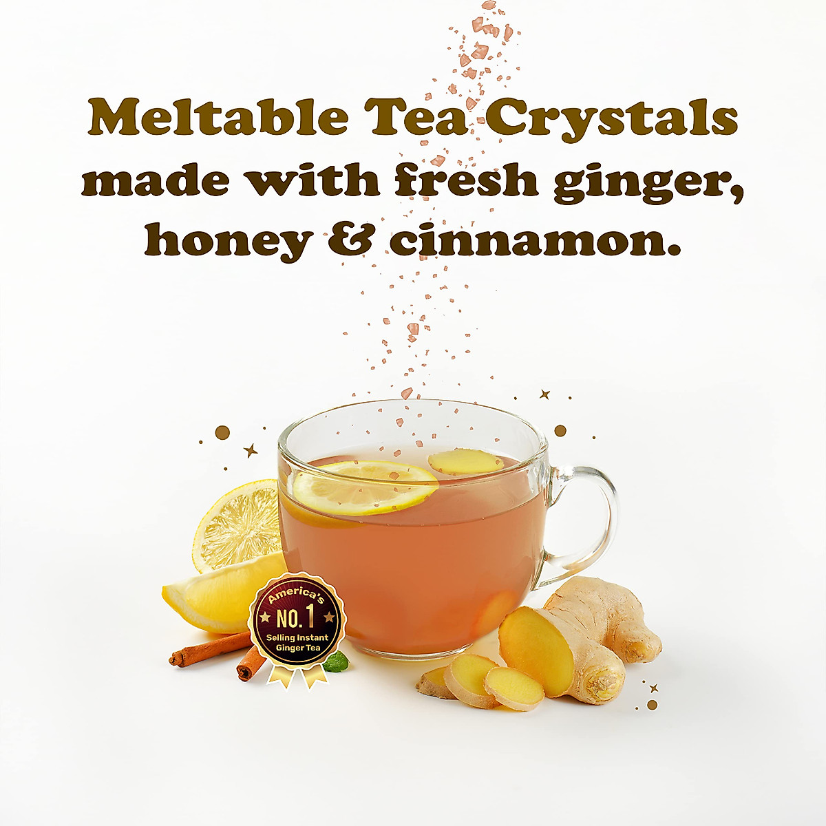 Pocas Honey Ginger Tea - Instant Tea Powder Packets with Ginger Honey Crystals Tea, Non-GMO/Gluten Free/Caffeine Free, 20 Count (Pack of 2)