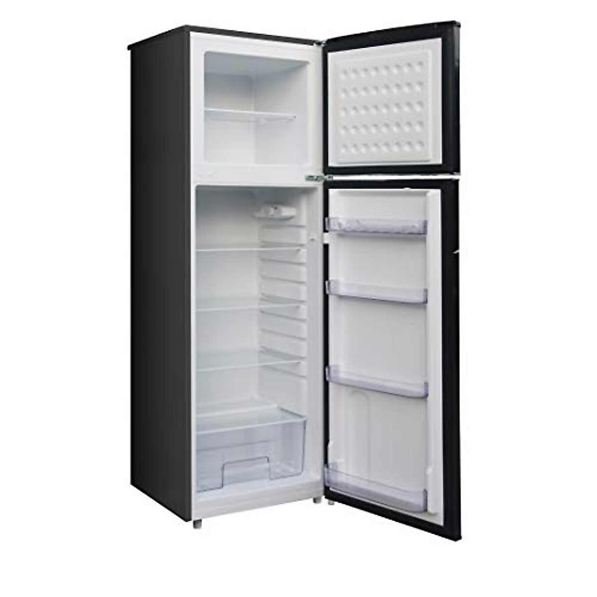 RCA RFR1055-BLACK, Retro 2 Door Apartment Size Refrigerator with Freezer, 10, Black, cu ft