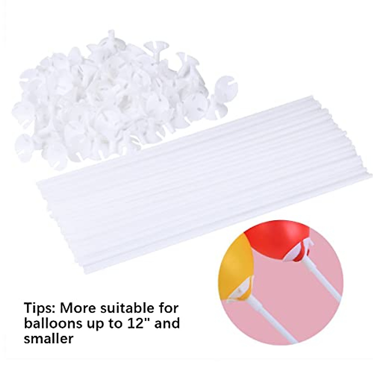 PP OPOUNT 50 Pieces Balloon Sticks Upgraded Version White Balloon Sticks Holders with Cups for Christmas Decoration, Wedding, Party, Holidays, Anniversary Decor