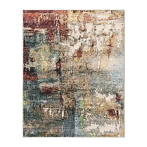 Lahome Modern Abstract Living Room Rug 8x10, Washable Rugs 8x10 Area Rug for Bedroom Stain Resistant Non Slip, Large Red Soft Indoor Accent Carpet for Dining Room Table Home Decor