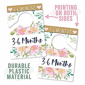 6 Baby Closet Size Dividers Baby Girl - Floral Baby Closet Dividers by Month, Baby Closet Organizer for Nursery Organization, Baby Essentials for Newborn Essentials Baby Girl, Nursery Closet Dividers
