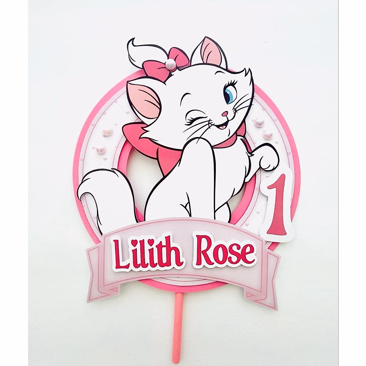 Personalized Marie the cat Themed Cake Topper