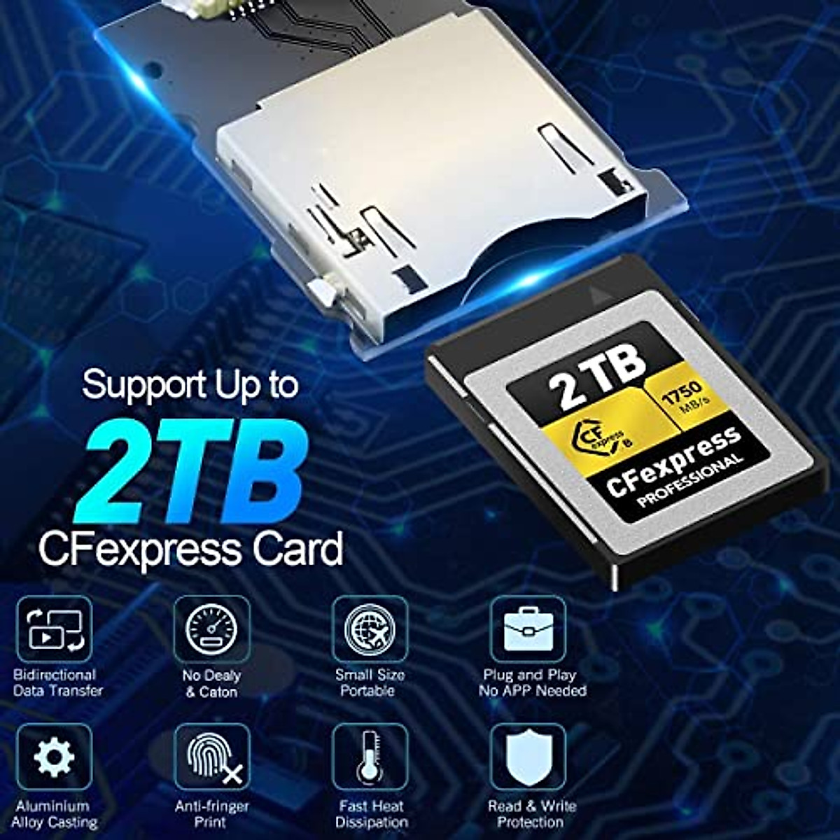 CFexpress Card Reader, Rocketek USB 3.1 Gen 2 10Gbps CFexpress Reader, Portable Aluminum CFexpress Memory Card Adapter Thunderbolt 3 Port Connection Support Android/Windows/Mac OS1