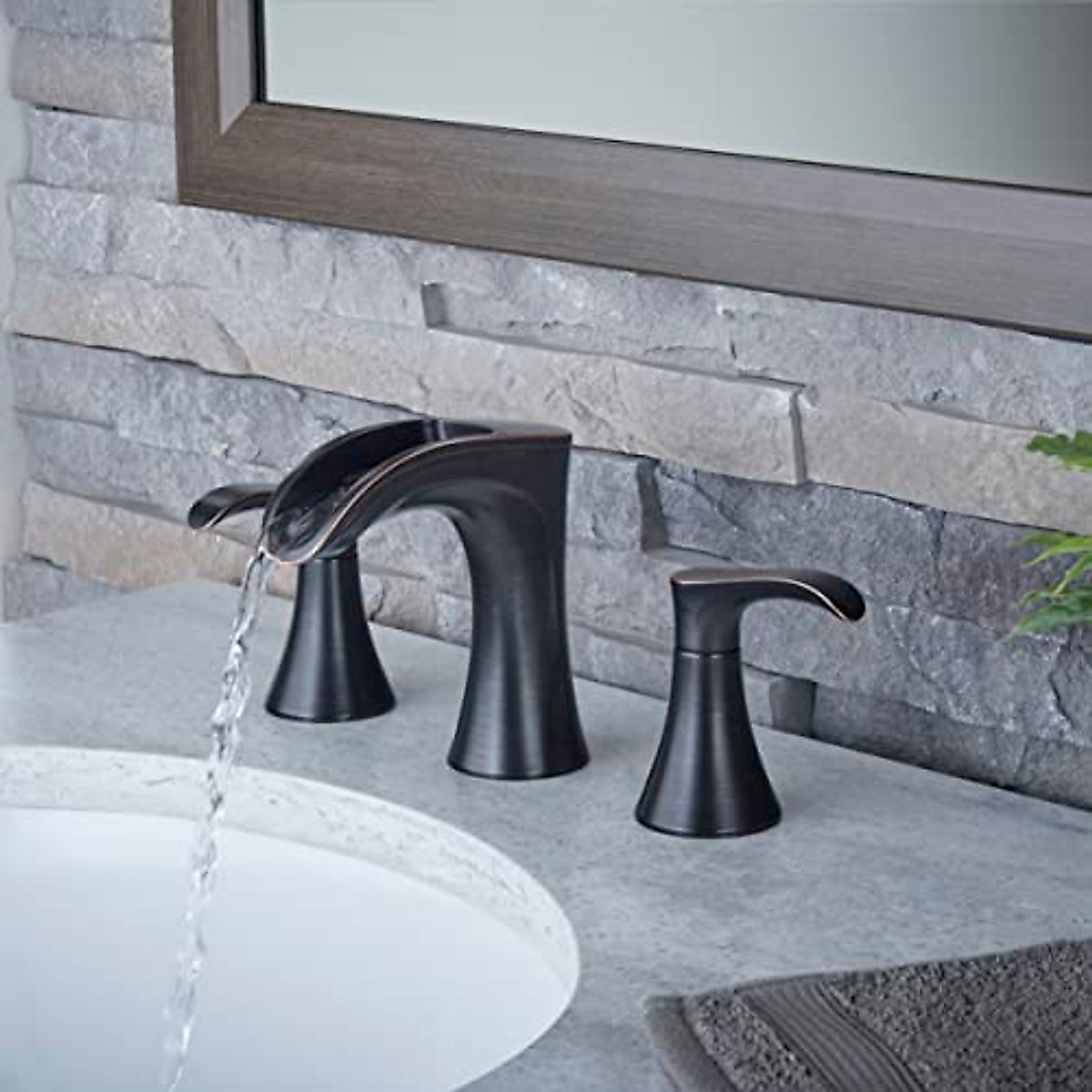 Pfister Brea Bathroom Sink Faucet, 8-Inch Widespread, 2-Handle, 3-Hole, Tuscan Bronze Finish, LF049BRYY