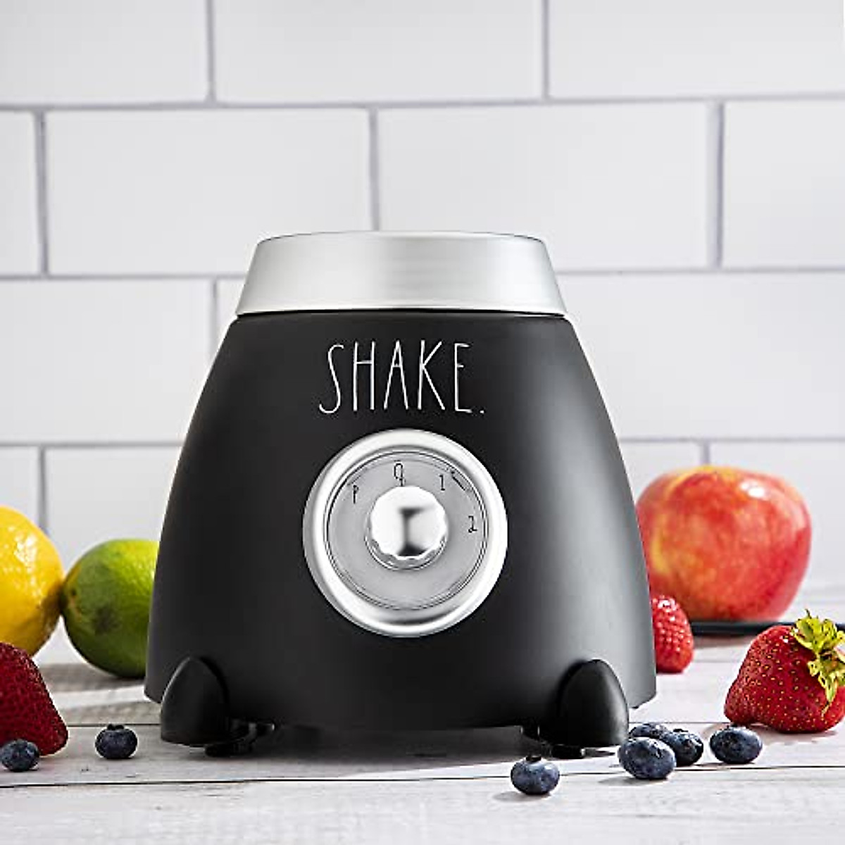 Rae Dunn Table and Countertop Blender- 2 Speed Blender with 1.5 L Glass Container and Lid, 500 W Shake and Smoothie Maker, Juice Blender with 6 Blades (Black)