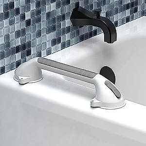 AmeriLuck 16.5inch 2 Pack Suction Balance Assist Bathroom Shower Handle,Bath Grab Bar with Indicators(White/Grey)