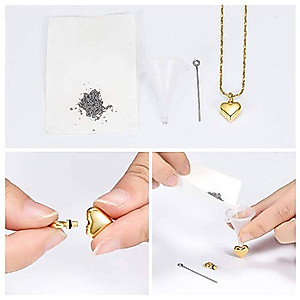 Imrsanl Small Heart Cremation Urn Necklace for Ashes Stainless Steel Memorial Ash Pendant Keepsake Jewelry (Silver & Gold)