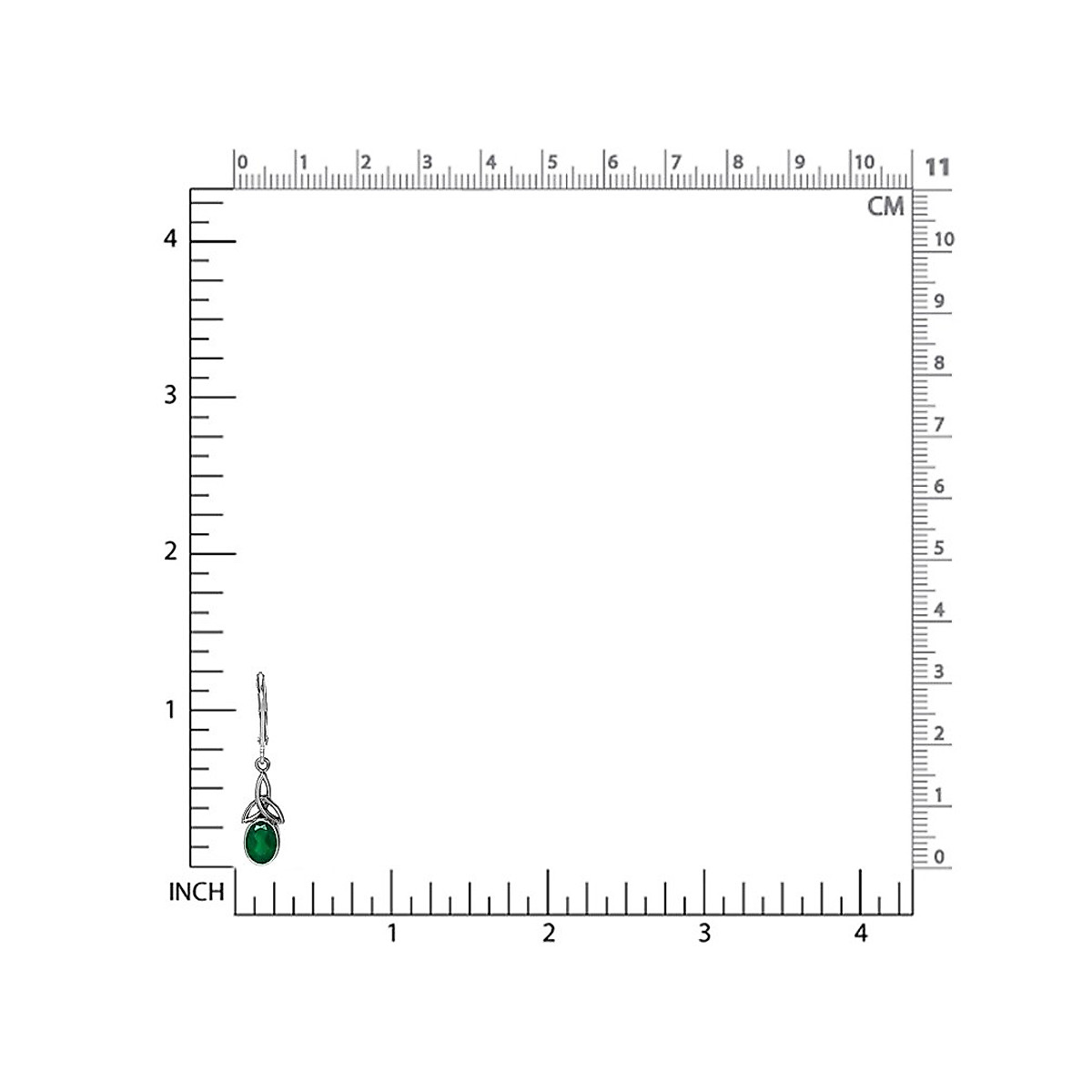 Silvershake 1.44ct. Natural Emerald Green Agate 925 Sterling Silver Triquetra Celtic Knot Leverback Earrings