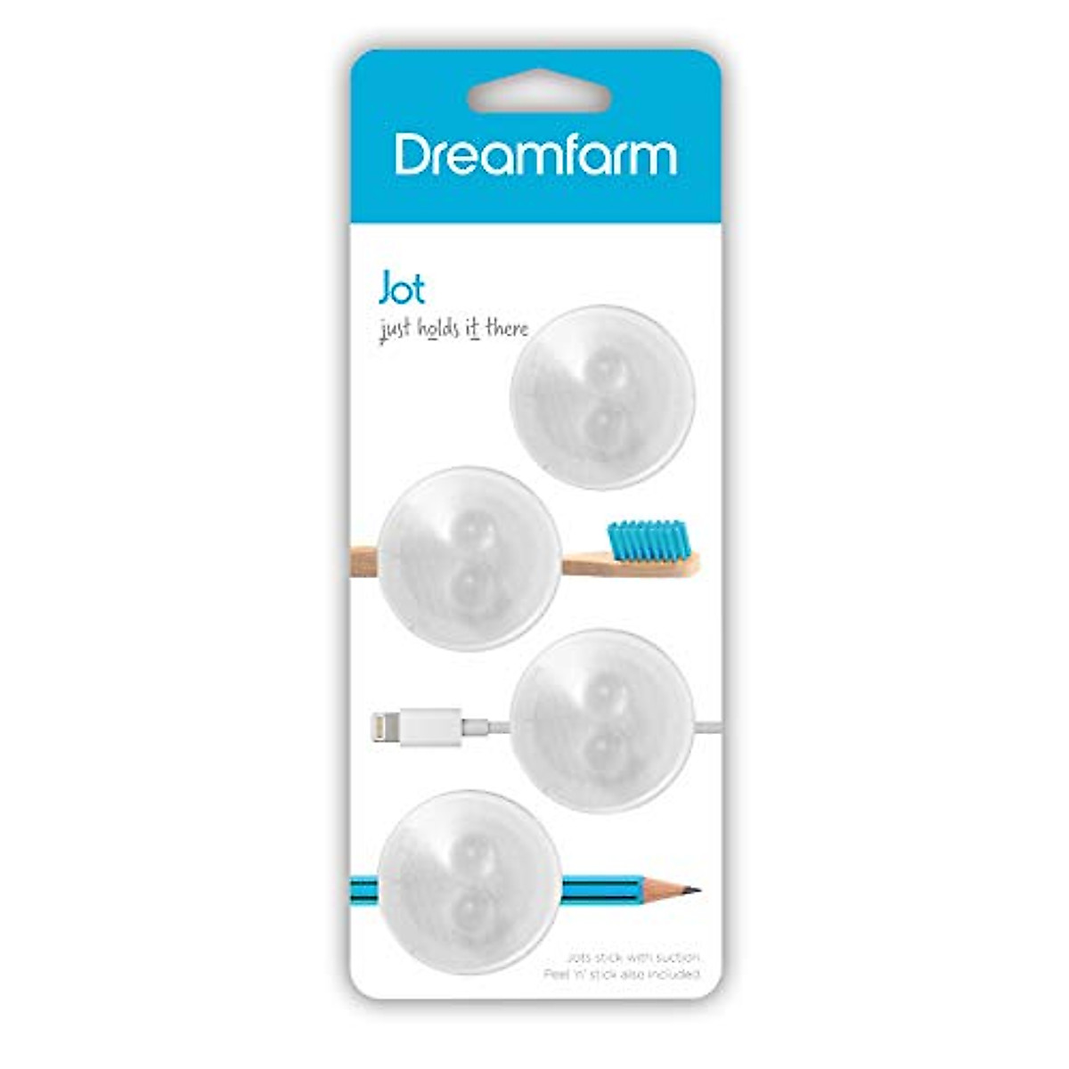 Dreamfarm Jot | Just Hold it There PVC Suction Hook | Clear | 4 Pack