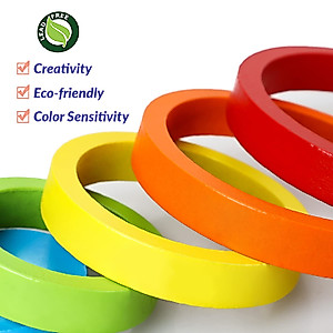 TOY Life Wooden Rainbow Stacking Toy, 27 Pcs Stacking Toy Wooden Rainbow Stacker Baby Toys 6 to 12 Months Montessori Rainbow Stacking Game Baby Toys 12-18 Months Nesting Blocks Puzzle Educational Toys