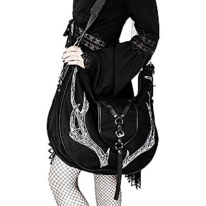 Restyle Deer Animal Antlers Gothic Punk Witch Black Hobo Crossbody Bag Purse