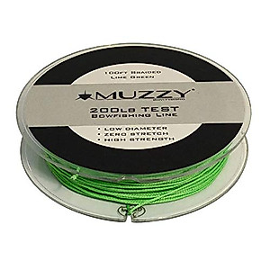 Muzzy 1078 Bow Fishing Line Lime Green 200 Braided 100' Spool