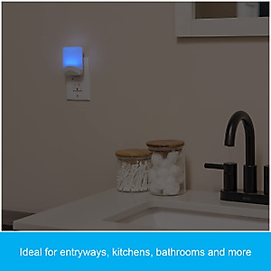 GE Color-Changing LED Night Light, Plug Into Wall, Dusk to Dawn Sensor, 8 Vibrant Colors, Ambient Lighting, Kids Adults Bedroom, Bathroom, Nursery, Kitchen, Hallway, 4 Pack, 50860