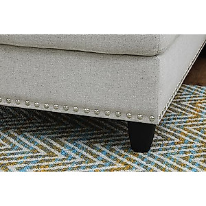 FANYE L-Shaped Sectional Sofa with Right Chaise & Nailhead Decor,Modern Faux Leather Tufted Upholstered Corner Sofa&Couch W/Cup Holders and Storage Ottoman for Home Apartment Office Living Room