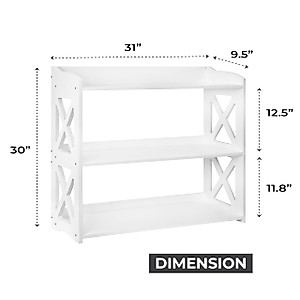YCICI Cici Bookcase by Natural Wood, 3 Tier Bookshelf, Small Book Shelves Freestanding Display Storage Shelves. Open Bookshelf for Bedroom, Living Room and Office (White, 3 Tier)